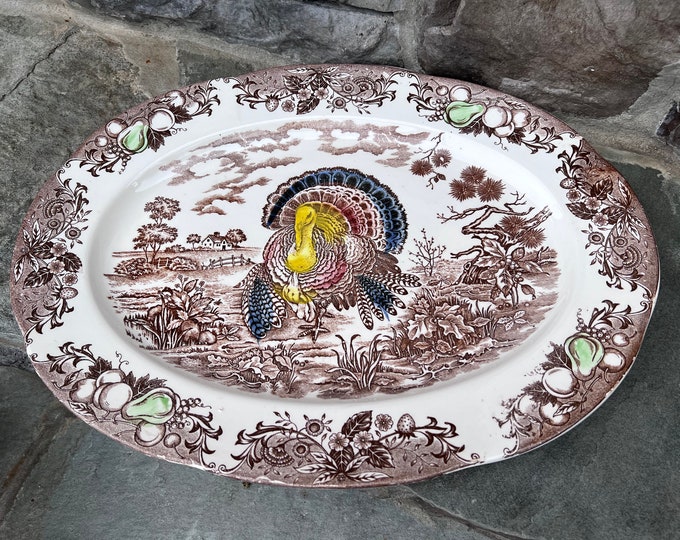 Vintage Large Ceramic Turkey Platter / Made in Japan / Holiday Platter ...