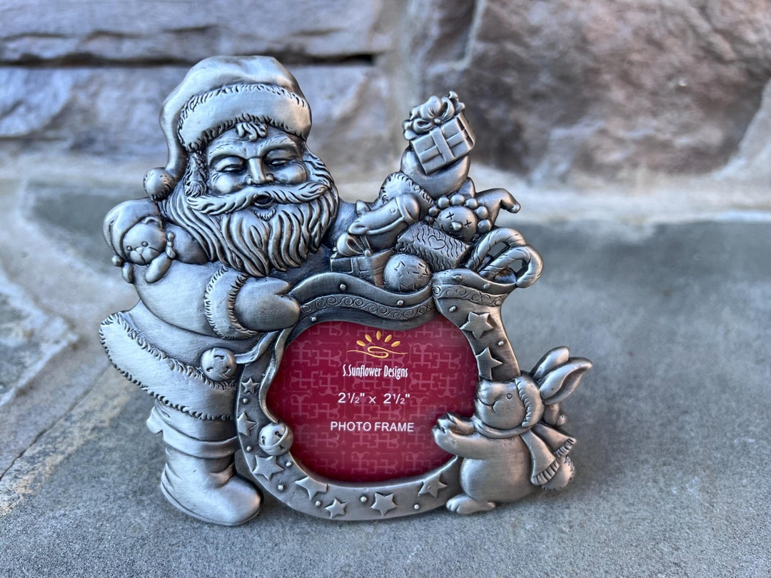 Vintage Pewter Santa Photo Frame / by Sunflower Designs / Santa Picture ...