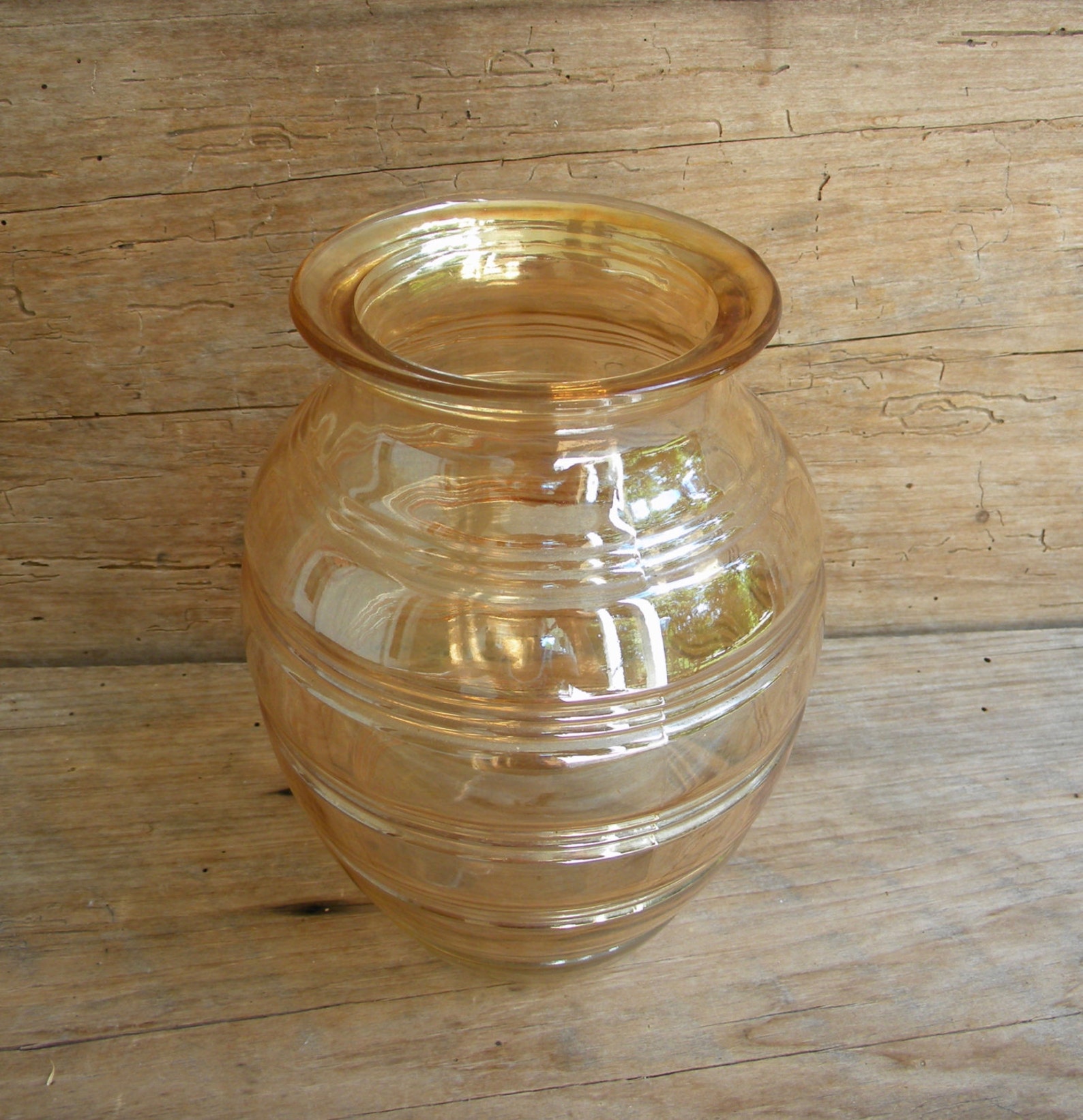 Vintage Peach Lusterware Ribbed Glass Vase / Lusterware Large - Etsy