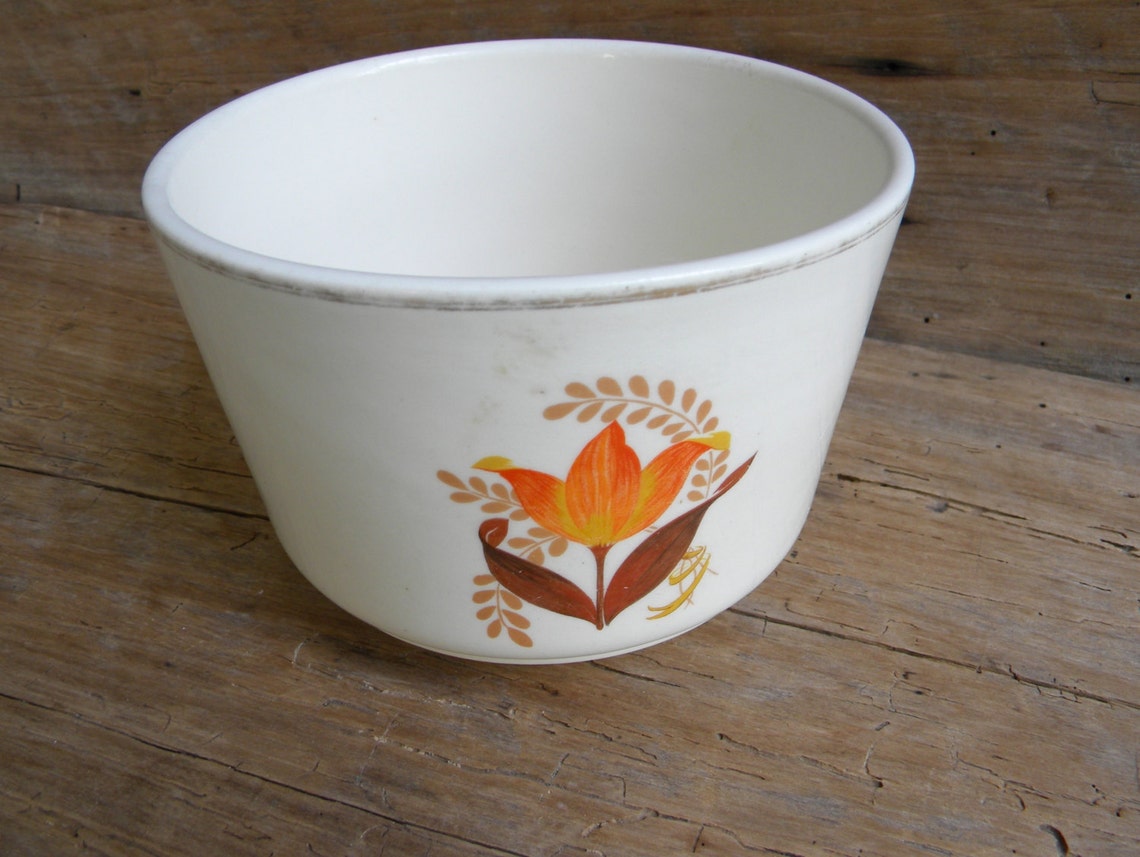 Vintage Bakerite 22 K Gold Oven Tested Mixing Bowl in Orange Tulip ...