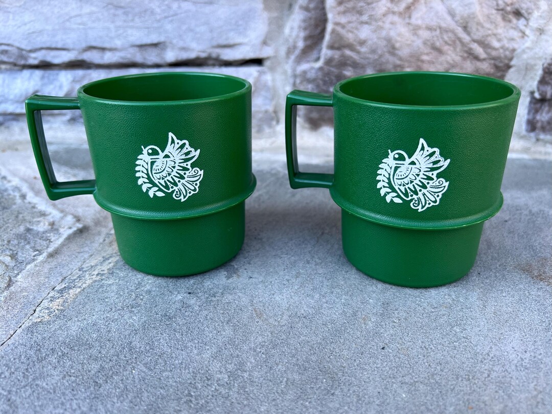 Vintage Tupperware Green Stacking Coffee Mugs / Set of 2 / Made in USA ...