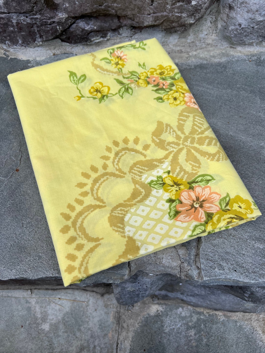 Vintage Yellow Floral King Size Pillowcase / by JC Penney / Yellow and ...