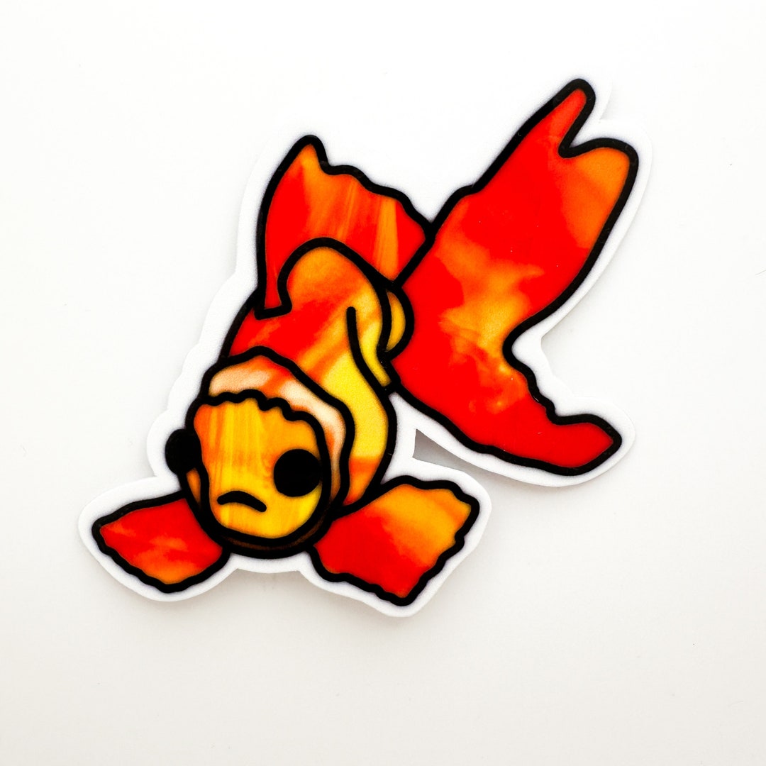 Stained Glass Goldfish Vinyl Sticker - Etsy