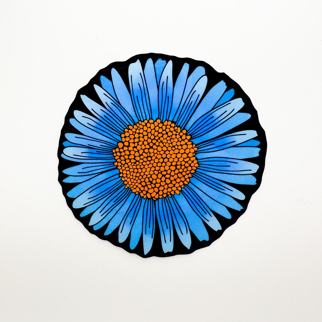 Blue Daisy Vinyl Sticker - Etsy
