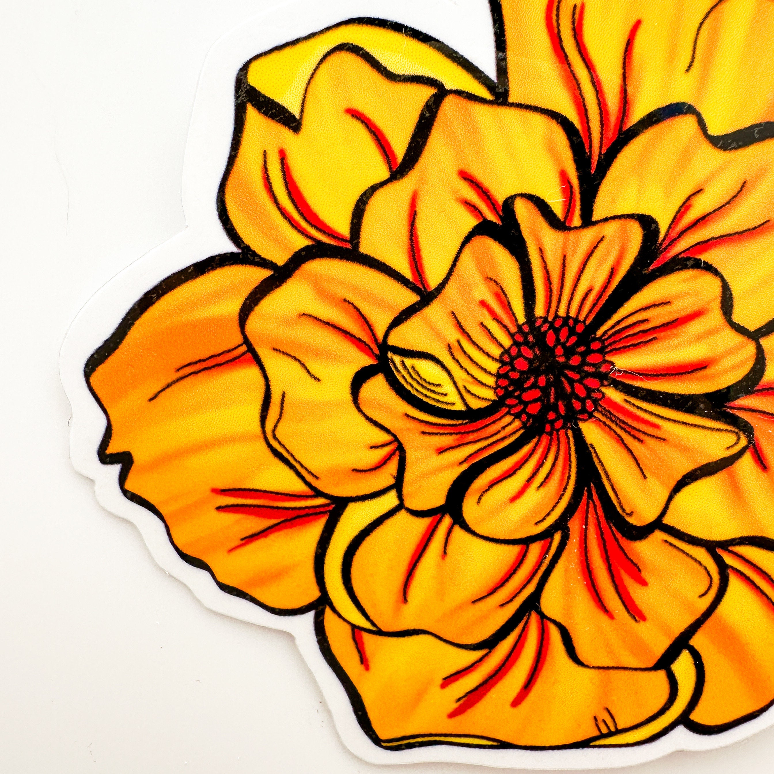 Marigold Flower Vinyl Sticker - Etsy