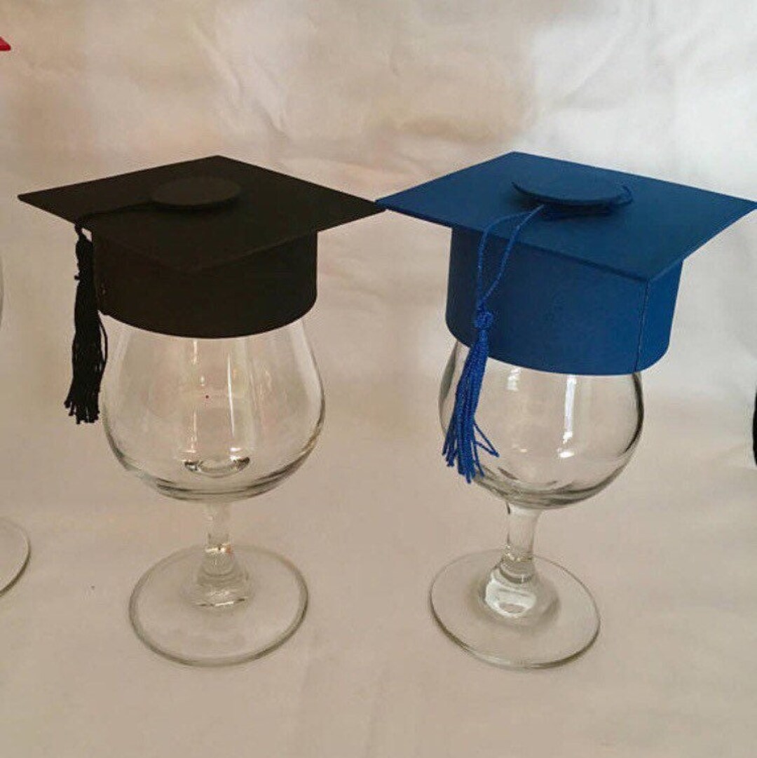 20 Pieces Graduation Cap for Wine Glasses, Great for Graduation Party ...