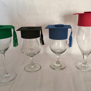 20 Pieces Graduation Cap for Wine Glasses, Great for Graduation Party ...