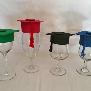 20 Pieces Graduation Cap for Wine Glasses, Great for Graduation Party ...