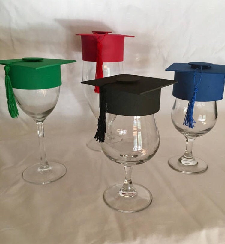 20 Pieces Graduation Cap for Wine Glasses, Great for Graduation Party ...