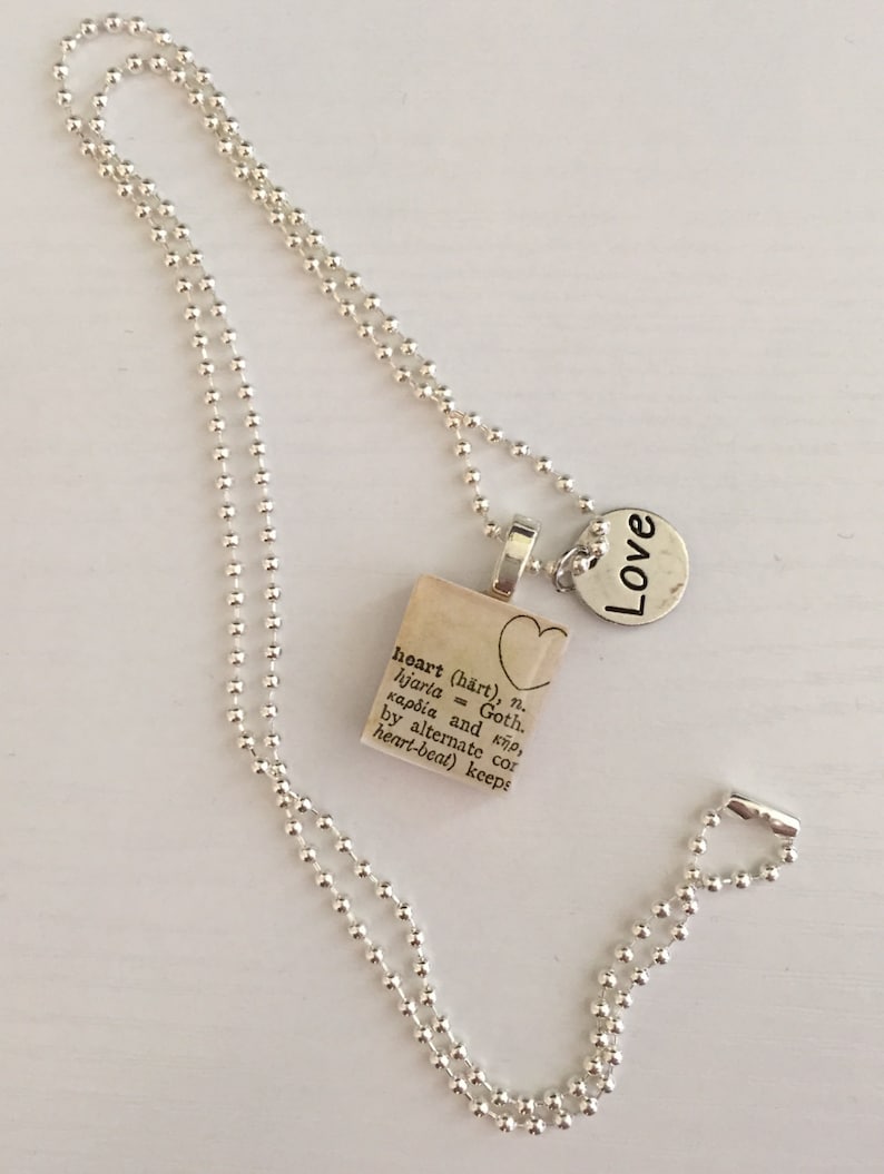 Heart Scrabble Tile Necklace - Etsy