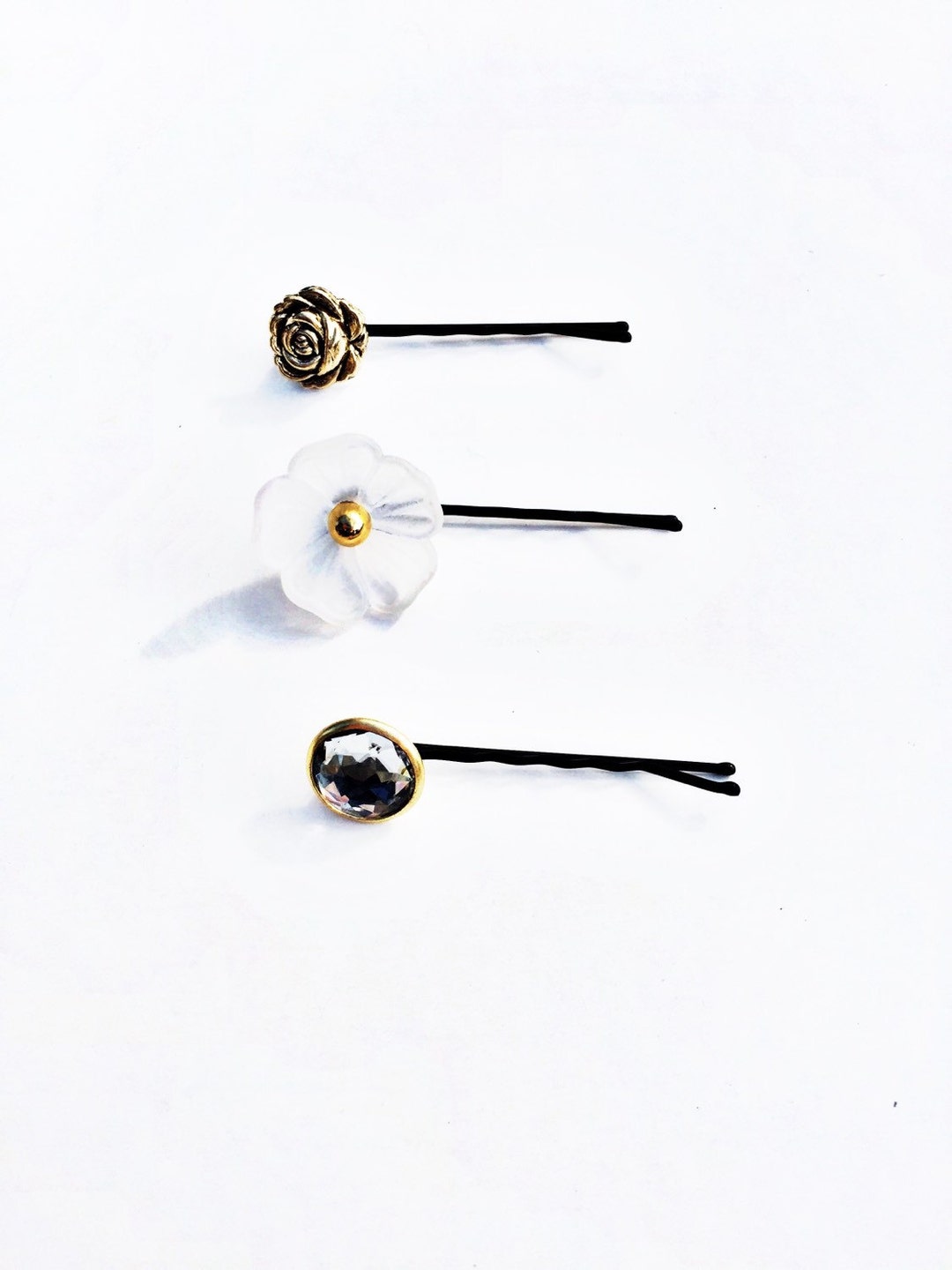 Gold Button Bobby Pins-set of 3 - Etsy