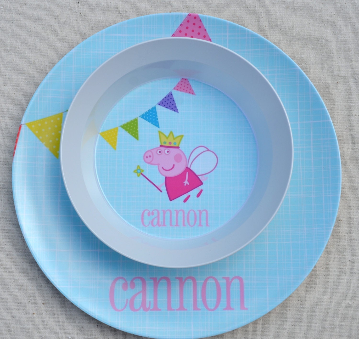 Personalized Melamine Plate Bowl Set Peppa the Pig | Etsy