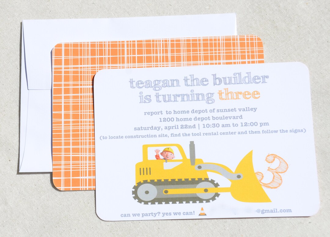 Invitation | Bulldozer Party - Etsy