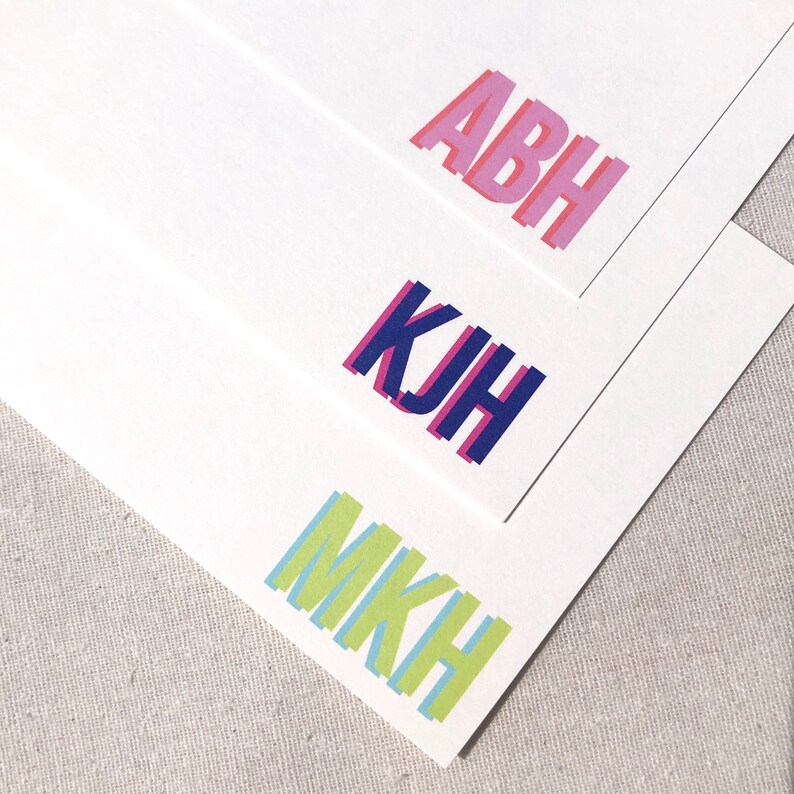 Notecards Bright Block Monogram | Etsy