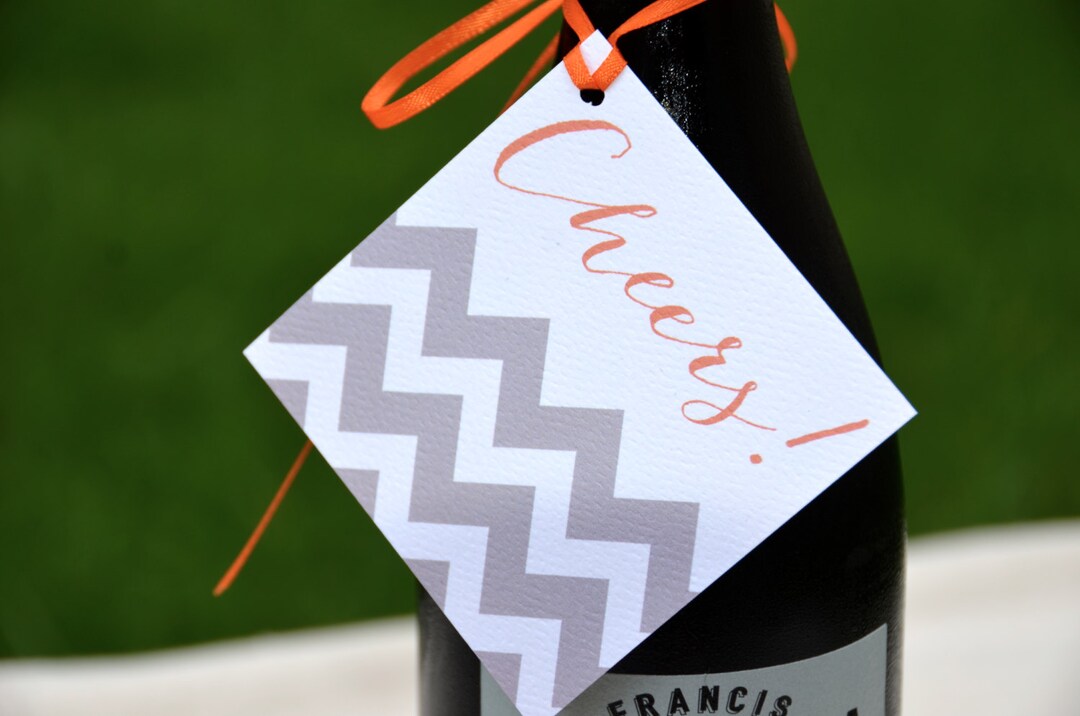 Square Gift Sticker • Tag | Cheers + Chevron - Etsy