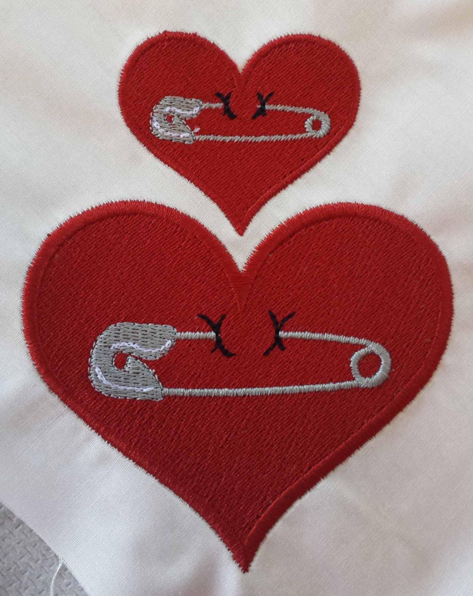 Safety Pins and Hearts With Safety Pins Machine Embroidery | Etsy