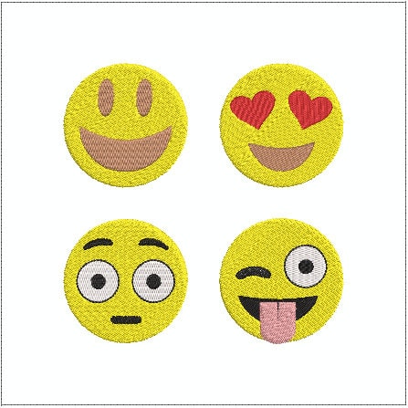 Emoji Embroidery Designs - Great for Toilet Paper Embroidery! Four ...