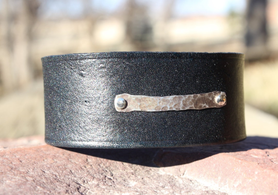 Leather Cuff Bracelet Unique Handmade Jewelry, Sterling Silver Leather ...