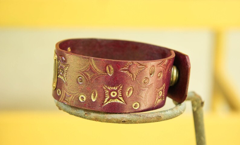 Handmade Leather Cuff, Handmade Jewelry, Unique Jewelry, Etched Brass ...