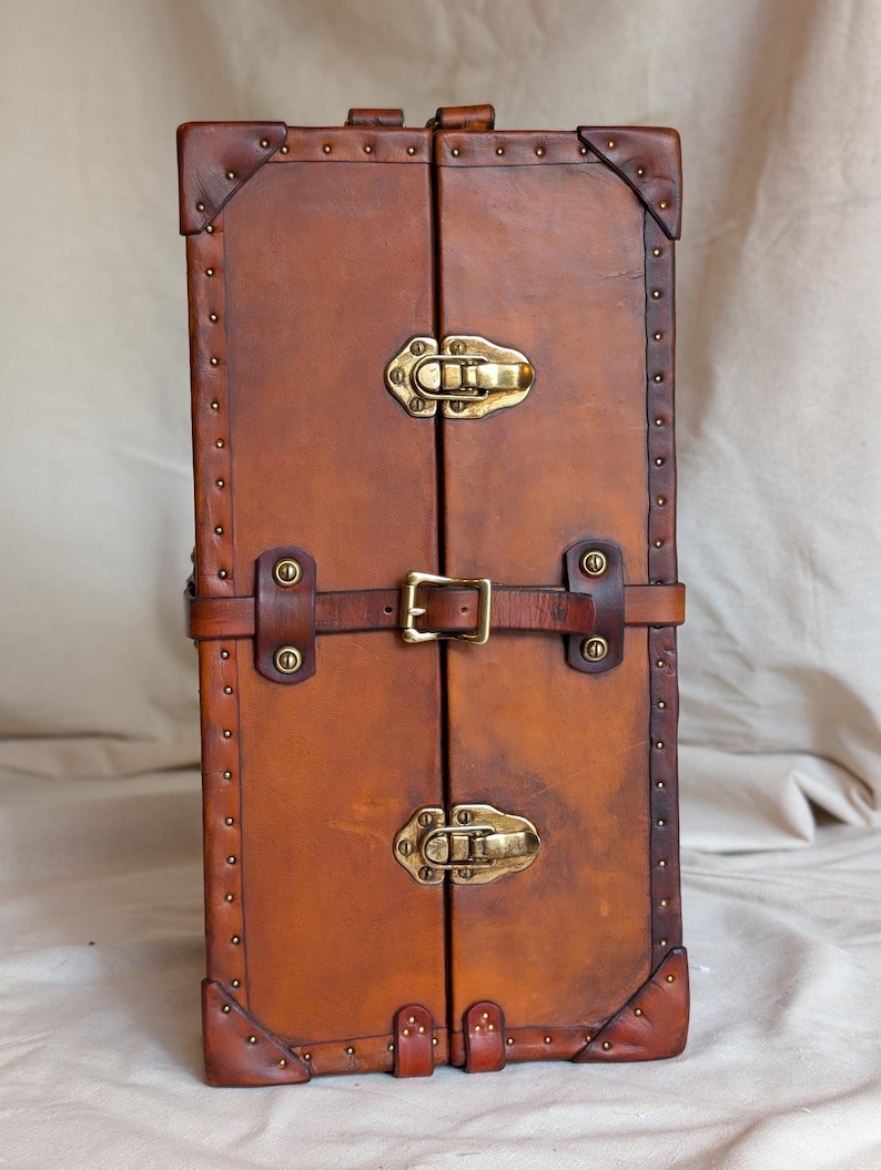 Handcrafted Leather Field Bar: Portable Liquor Cabinet With Serving ...