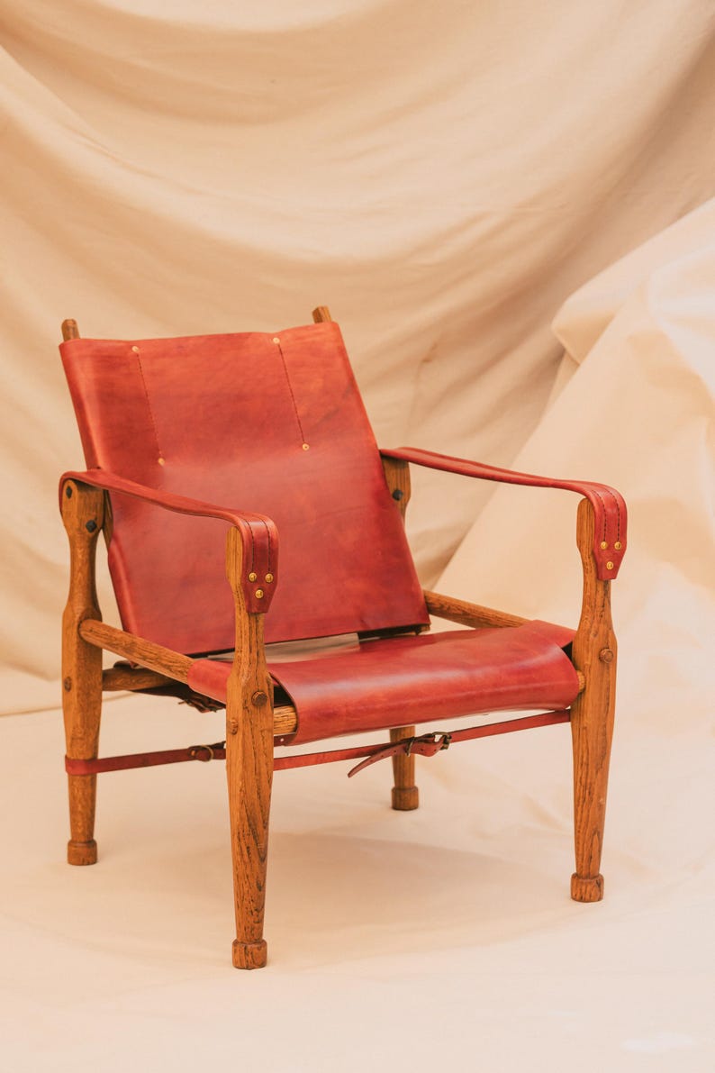Roorkee Chair in Veg Tanned Leather and White Oak - Etsy