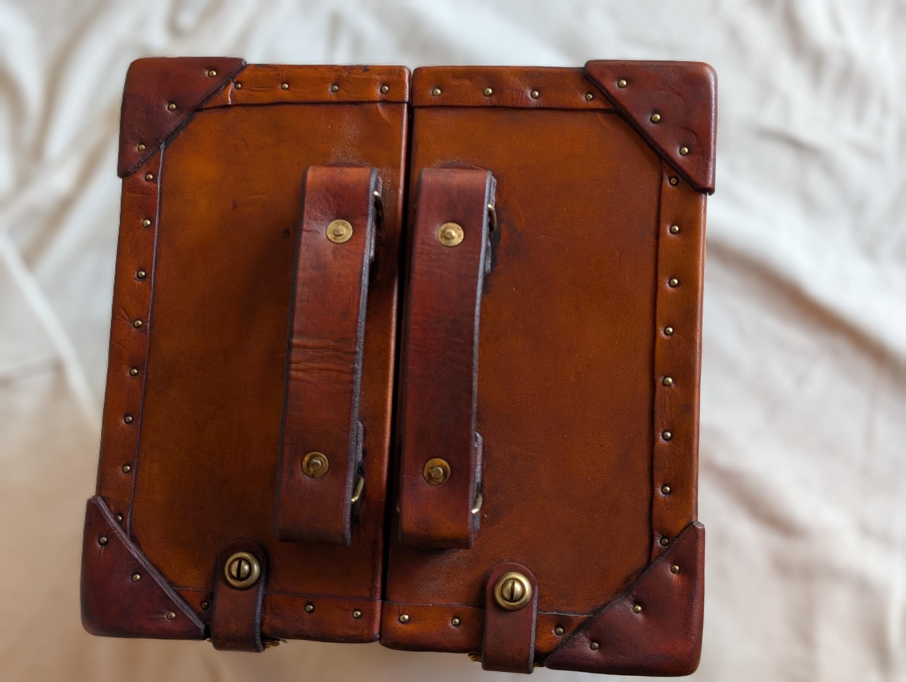 Handcrafted Leather Field Bar: Portable Liquor Cabinet With Serving ...