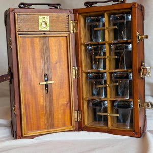 Handcrafted Leather Field Bar: Portable Liquor Cabinet With Serving ...