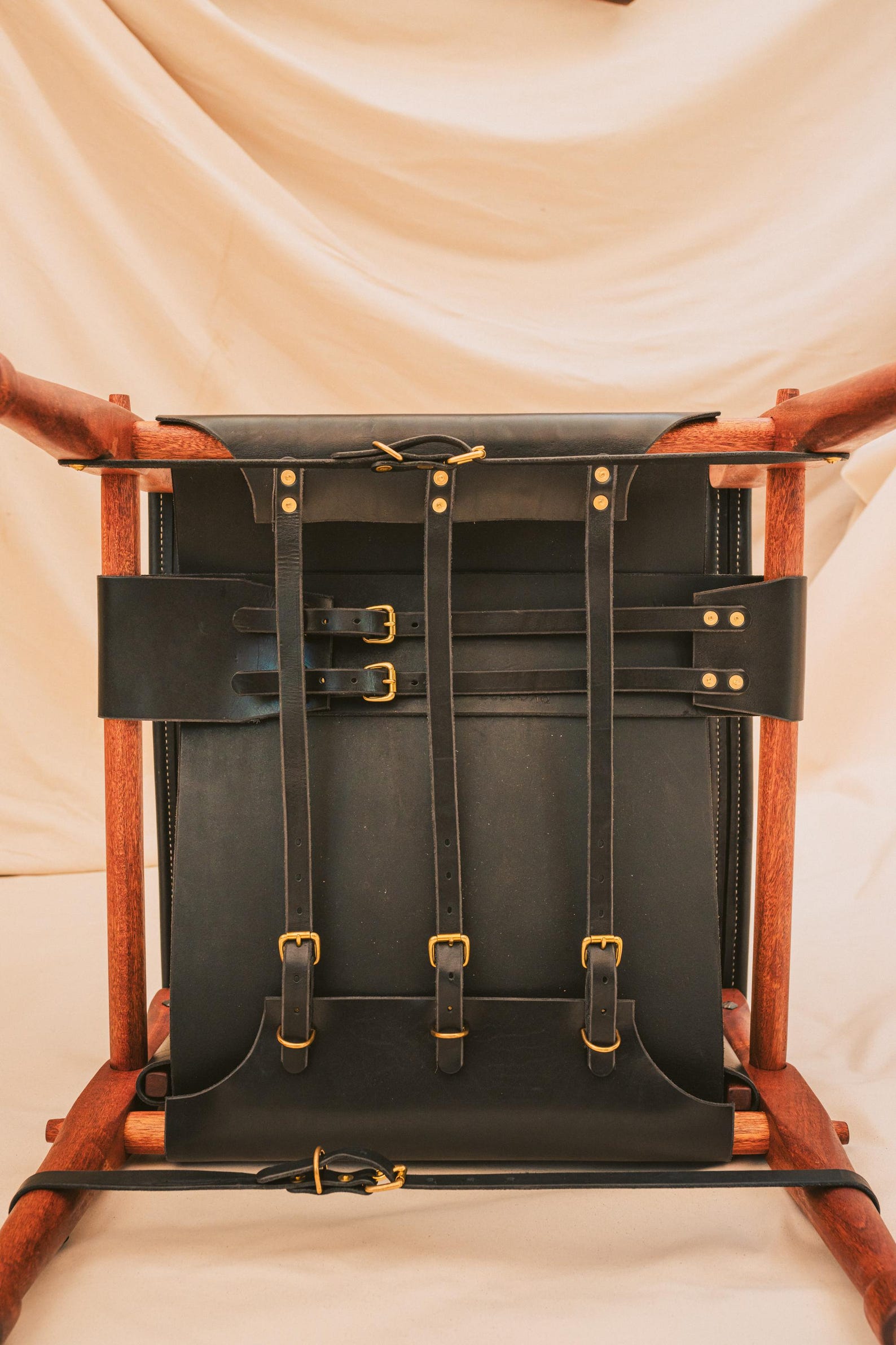 Roorkee Chair in Black Leather and Mahogany - Etsy