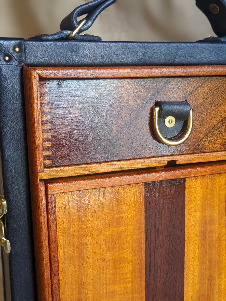 Handcrafted Portable Mahogany & Leather Bar, Travel Bar Case - Etsy