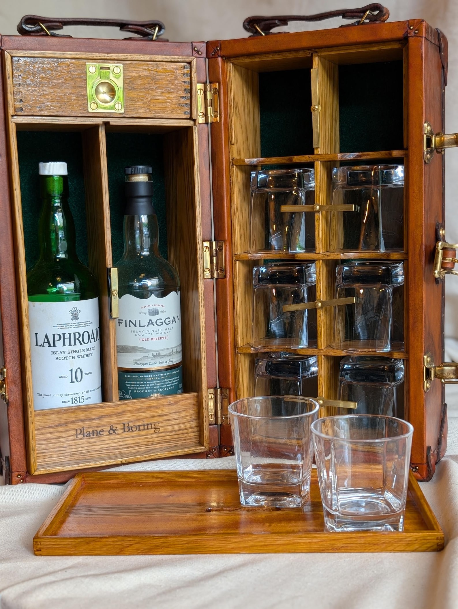 Handcrafted Leather Field Bar: Portable Liquor Cabinet With Serving ...
