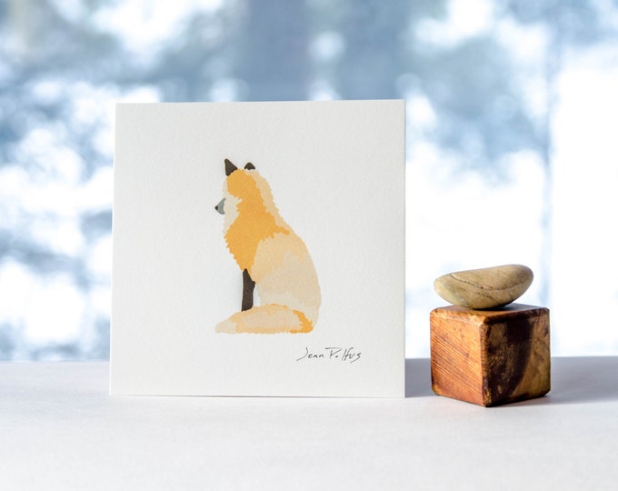 Sitting Fox Drawing, Fox With a View, Digital Illustration, Wildlife ...