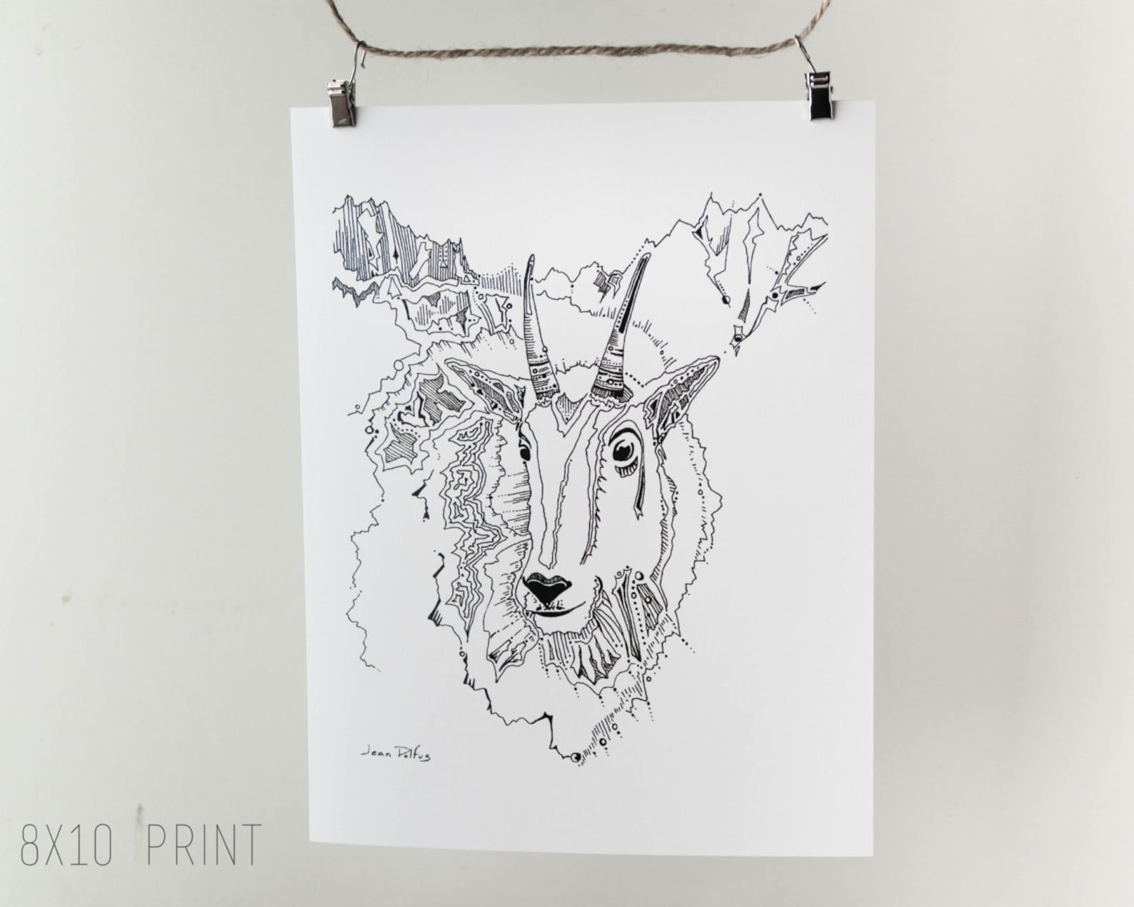 Mountain Goat Drawing, Mt Goat, Wildlife Artwork, Fine Art Print, Wild ...
