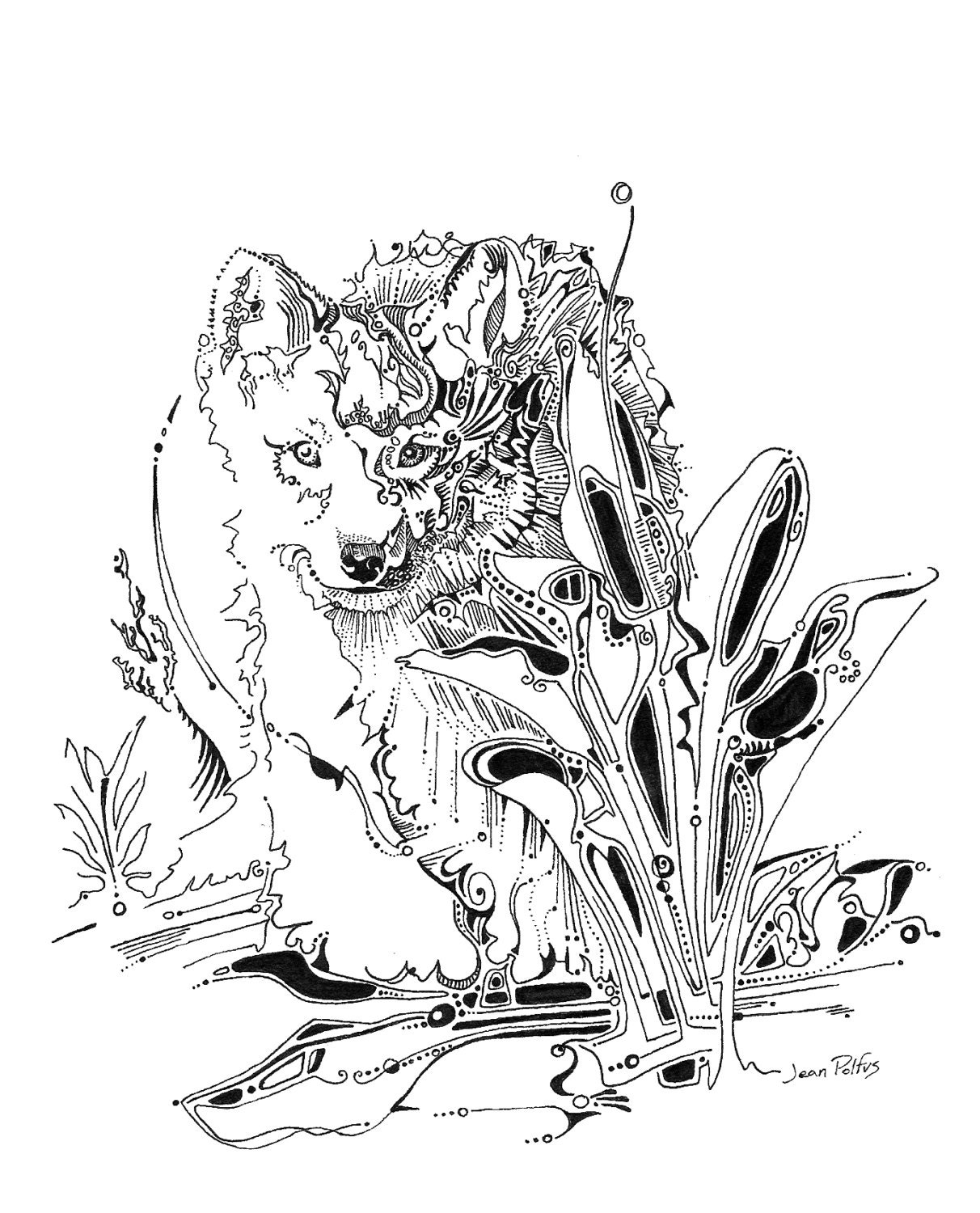 Wolf Pups Playing Drawing