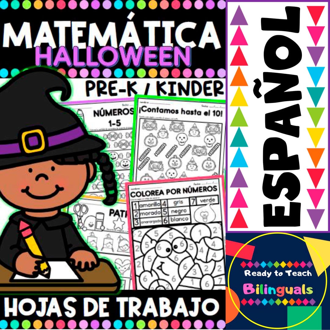 Hojas De Trabajo De Matemática - Halloween Printables in Spanish -PRE-K ...