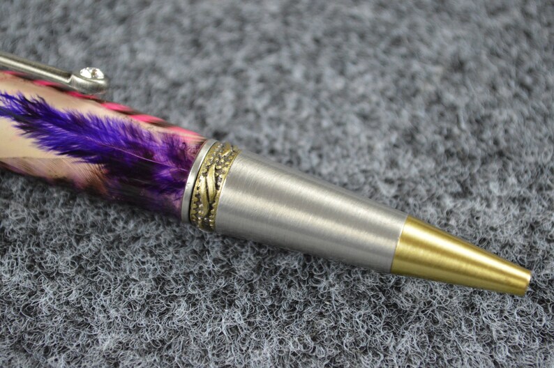 Pink and Purple Feather Pen, Majestic Squire Custom Ballpoint, High End ...