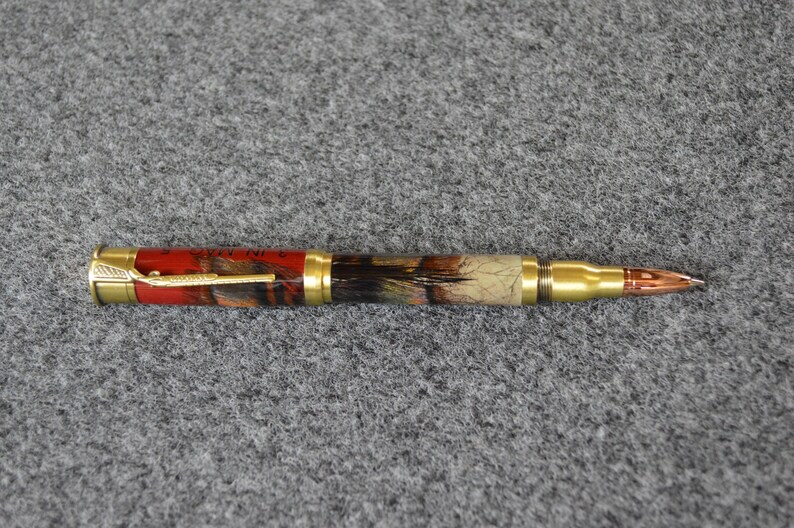Shotgun Shell Pen With Turkey Feathers and Beard, Ceramic Rollerball ...