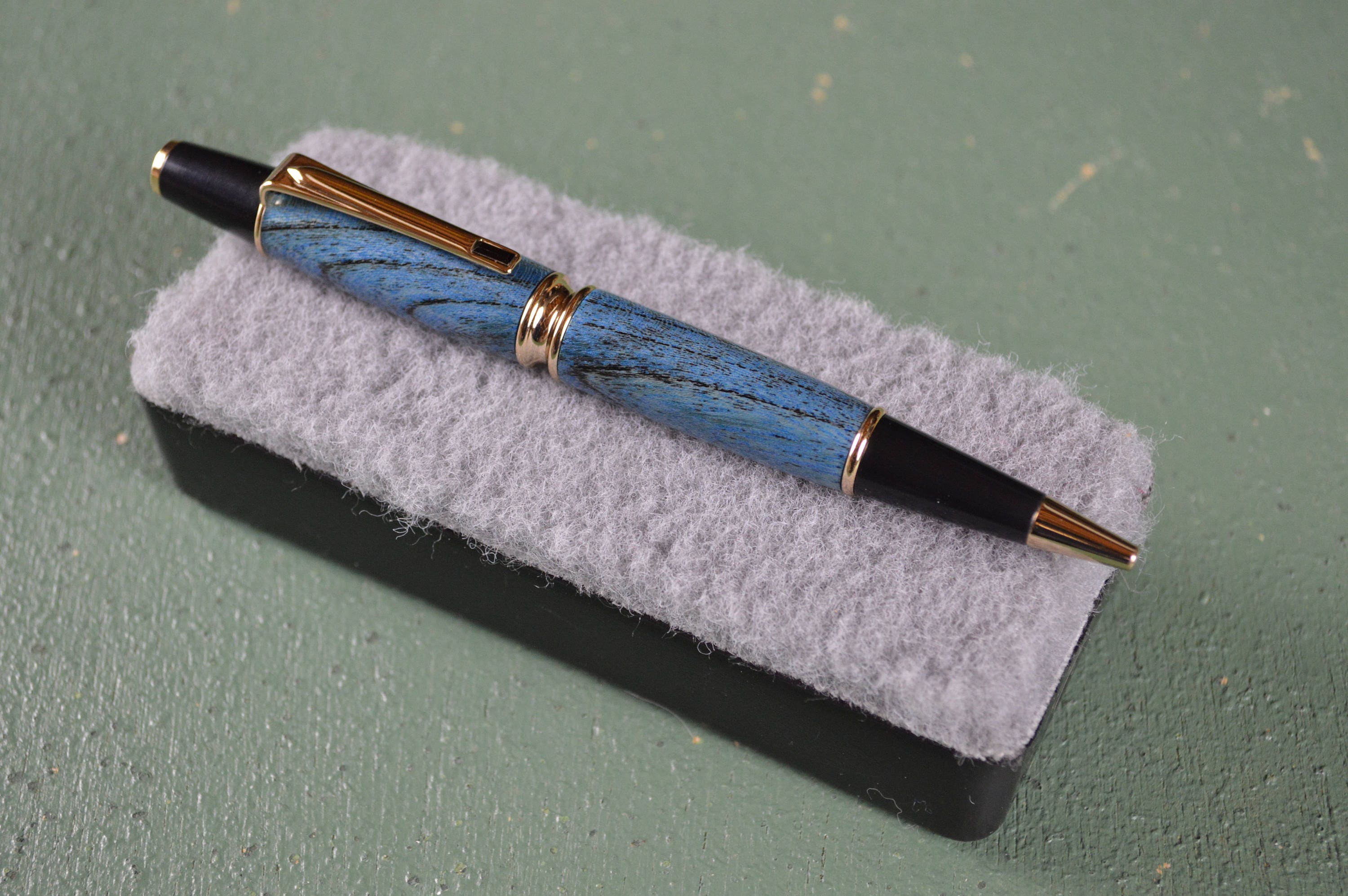 Blue Spalted Maple Pen, Gold Trim, 0123 - Etsy