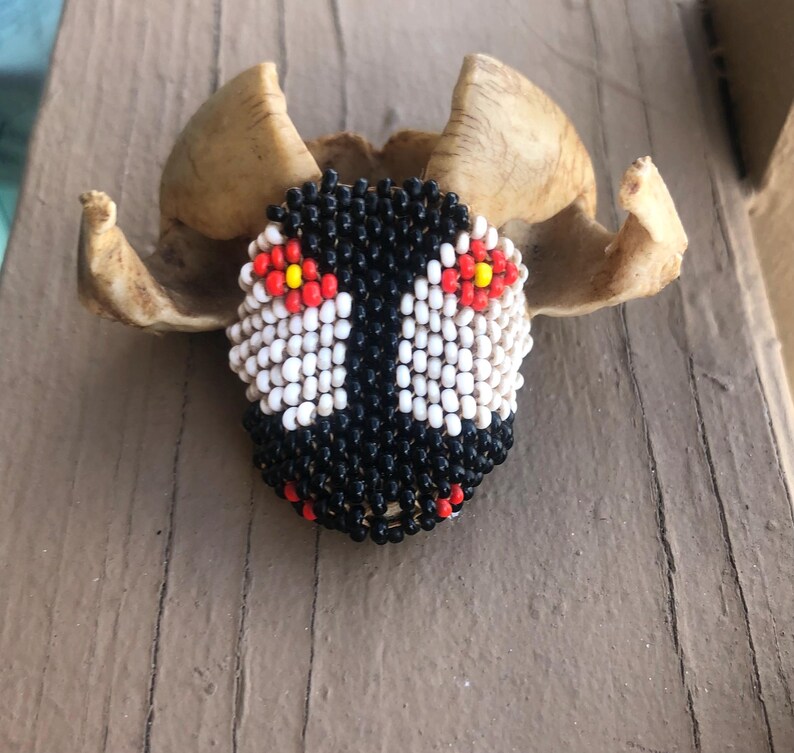 Very Cool Vintage Zuni/native Handmade Beaded Skull Bolo/scarf Holder ...