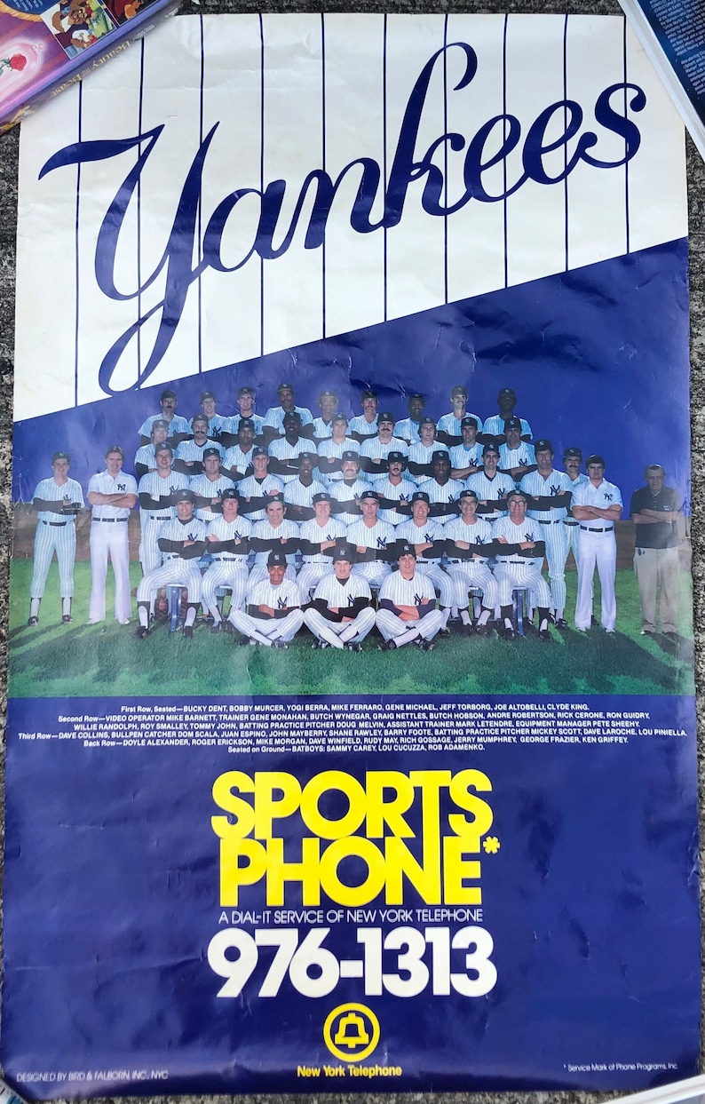 Rare Ny Yankees Team Advertising Sports Phone/bell Telephone 1982 ...