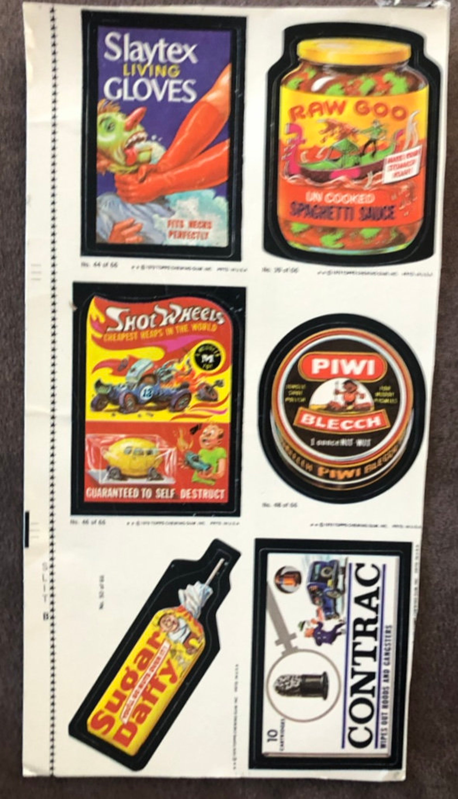 Sheet of 6 Vintage Topps Wacky Pack 1970s Stickers Hard to Find - Etsy