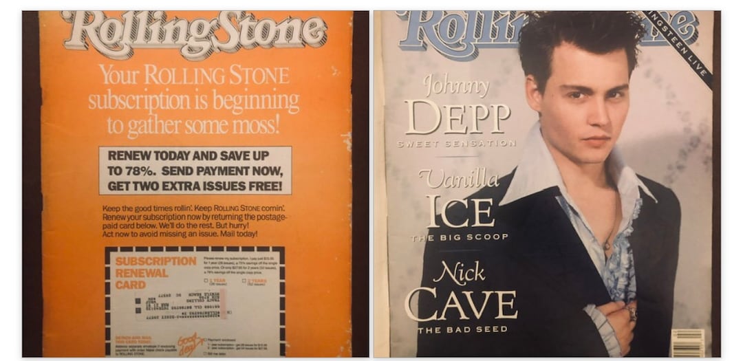 Johnny Depp-rolling STONE Magazine 1/10/1991-rare Double Cover-ads ...