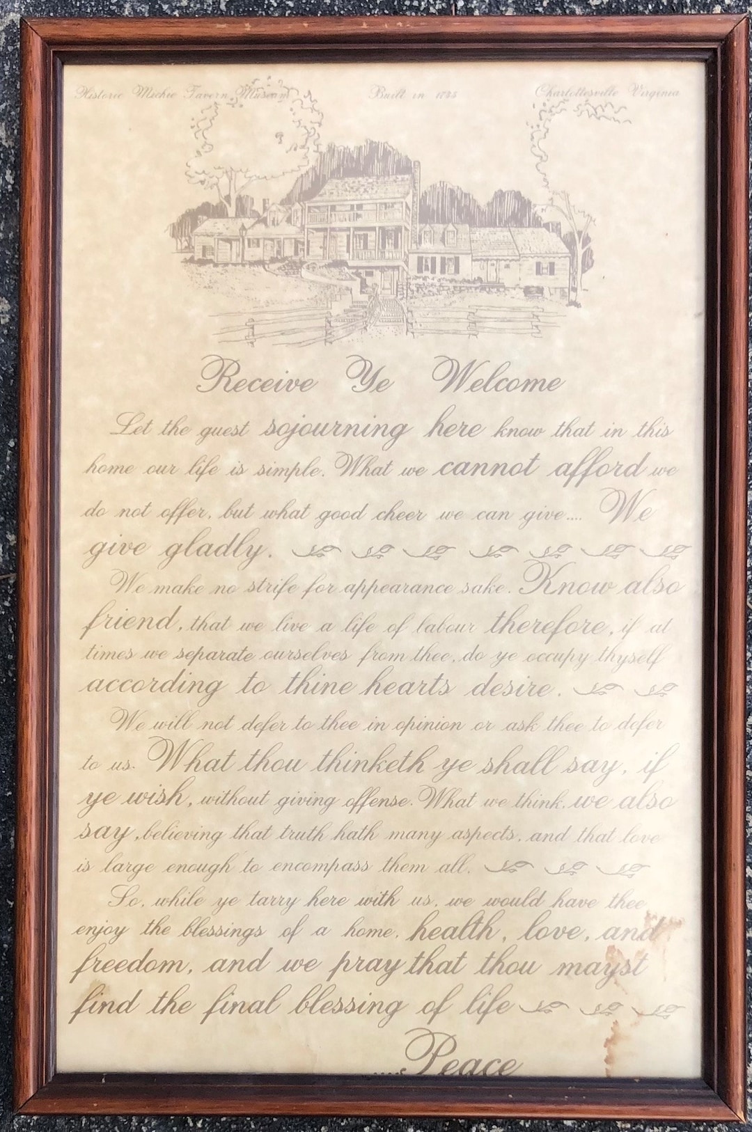 Vintage Historic Michie Tavern Receive Ye Welcome-charlottesville Va ...