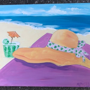 Nice Original Fun Beach/ocean Oil Painting on Canvas 17 X 21” - Etsy