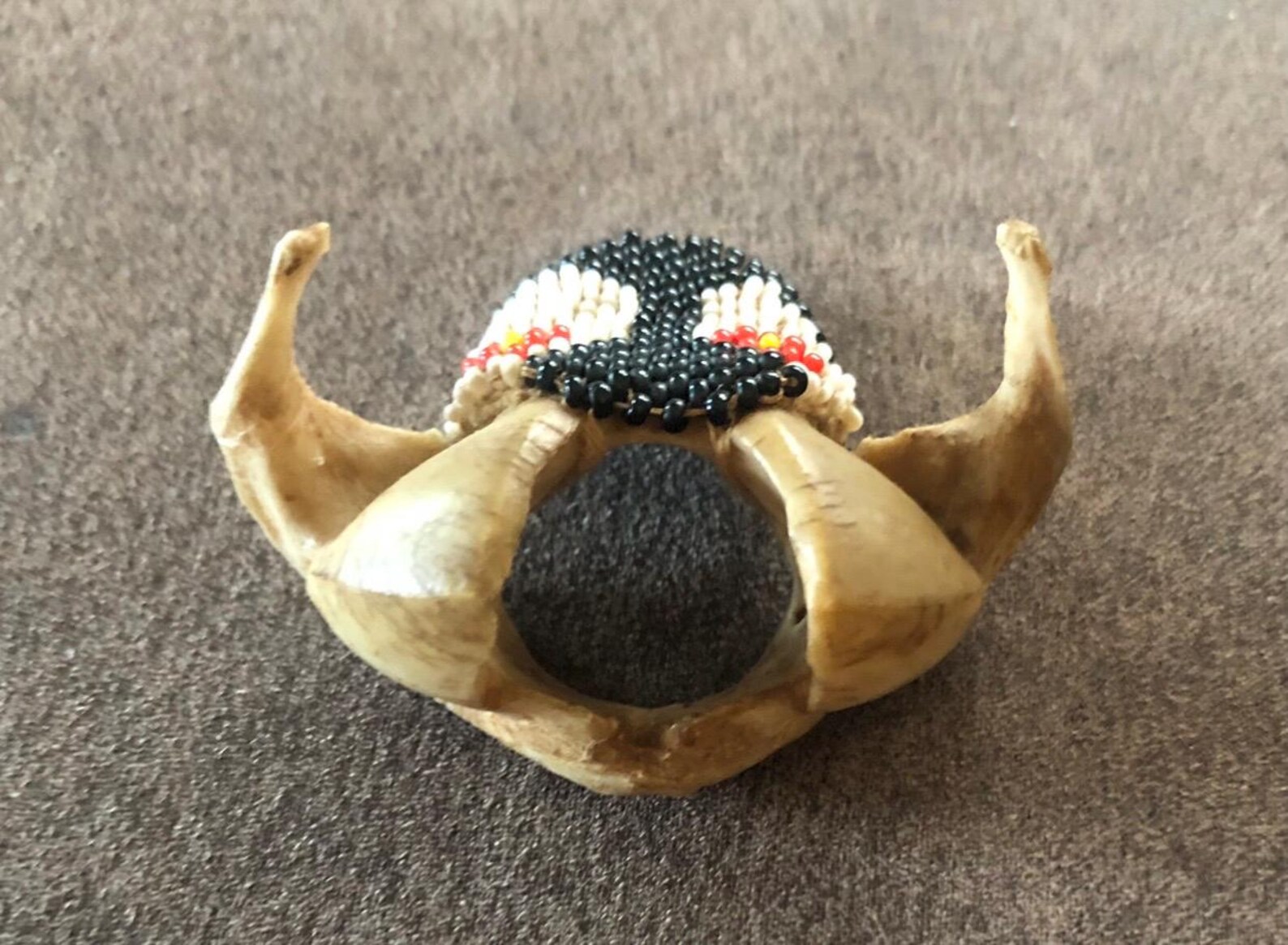 Very Cool Vintage Zuni/native Handmade Beaded Skull Bolo/scarf Holder ...