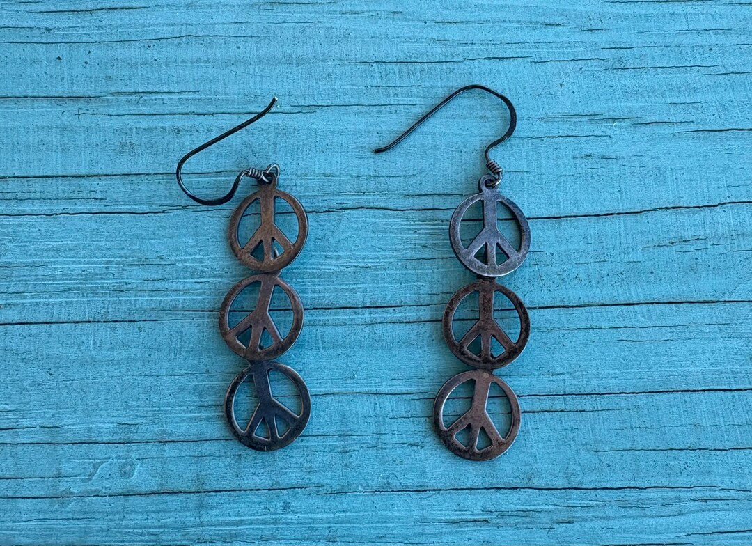 Vintage Sterling Silver .925 Peace Sign Earrings- I Can Clean - Etsy
