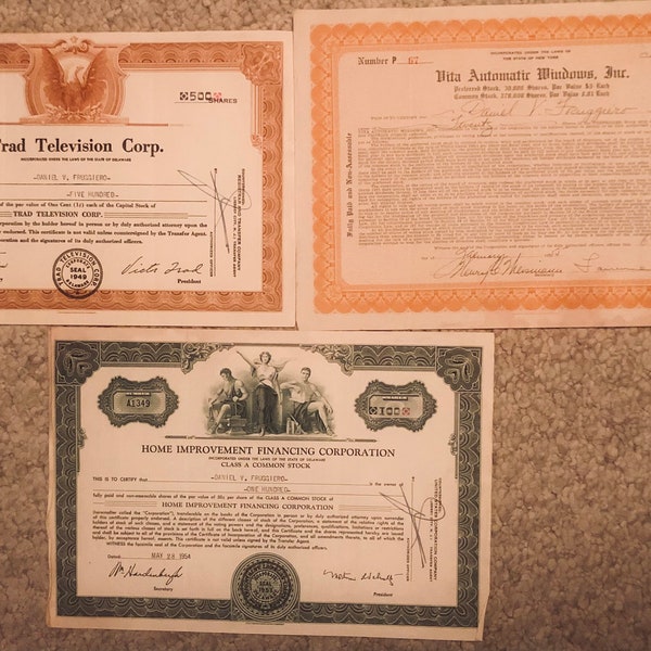 Vintage Stock Certificates - Etsy