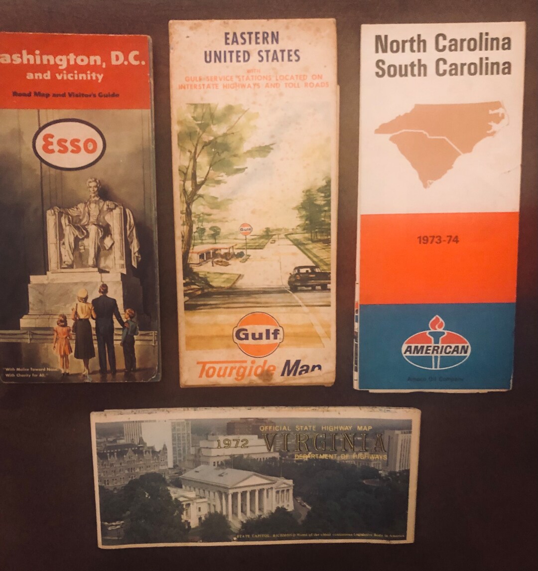 4 Vintage Oil Company Gas Station Maps-washington Dc-nc-sc-va-eastern ...
