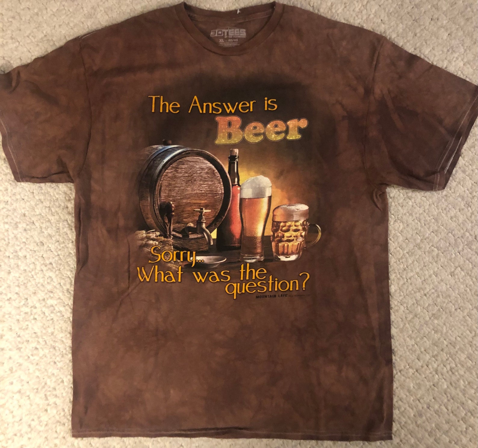 3D Tees by the Mountain-the Answer is Beer Tie Dye XL Short Sleeve ...