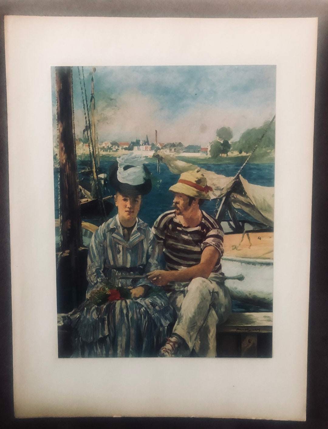 Vintage Manet 1953 Reproduction Print of 1874 Painting Boating at ...