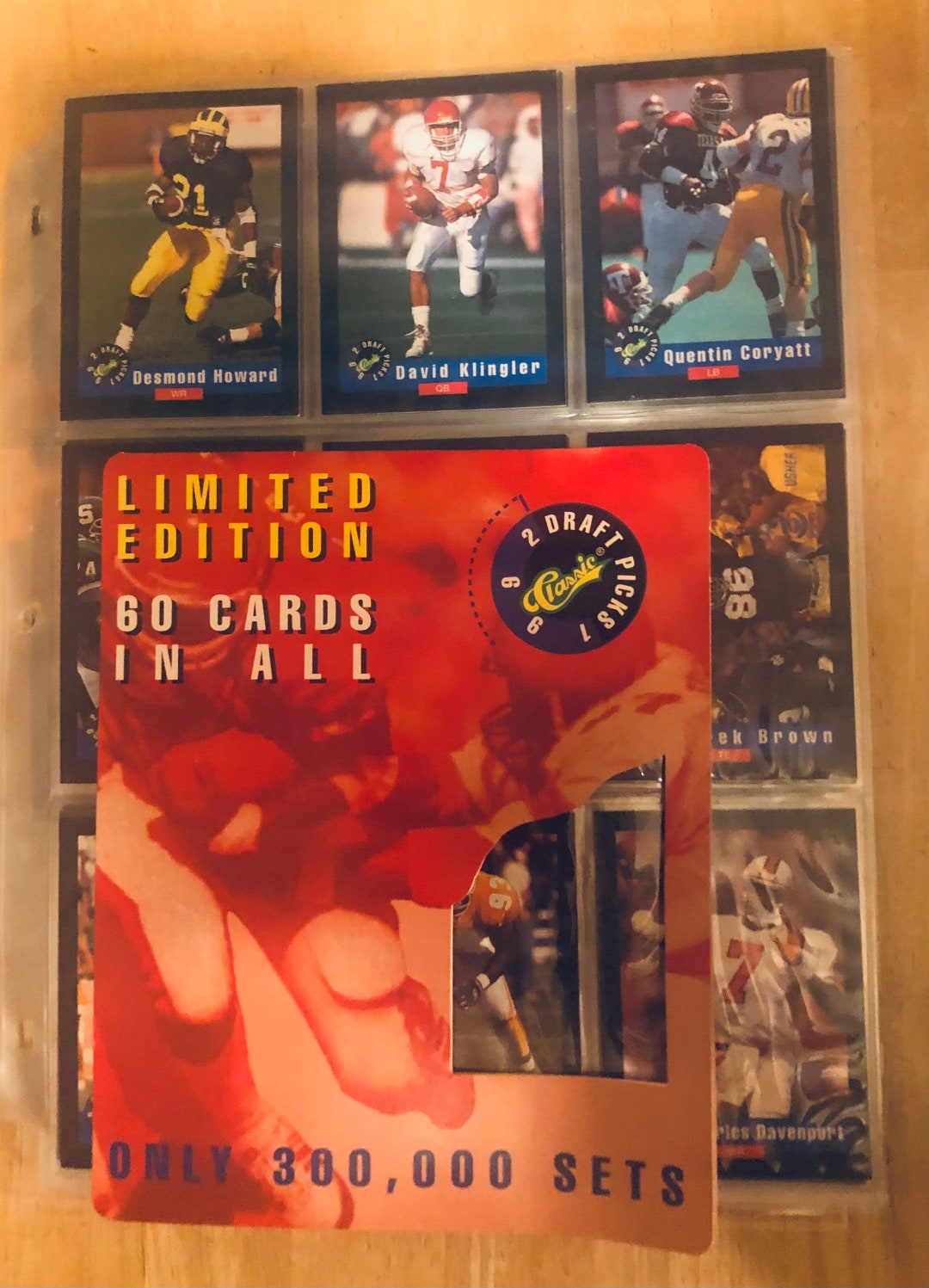 1992 Classic Draft Pick Limited Edition Football Card Set of 60 Desmond ...